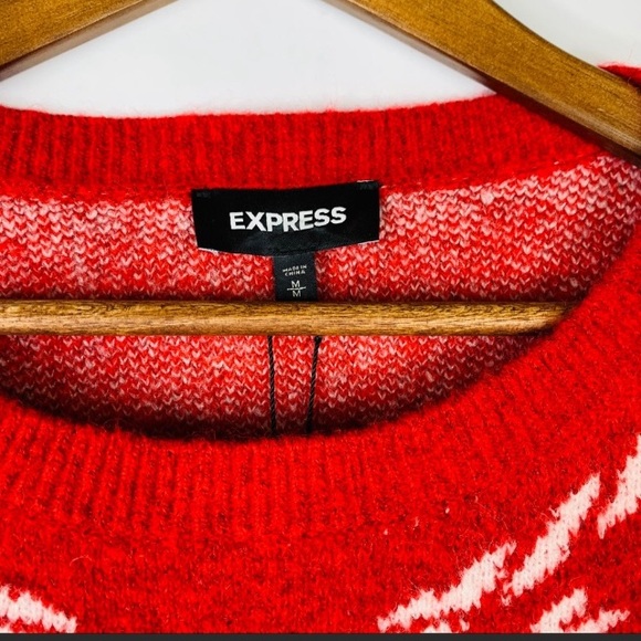 Express | Sweaters | Express Red Holiday Geometric Pullover Sweater Nwt ...